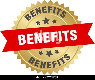 Benefits red ribbon isolated on white background. Vector illustration ...