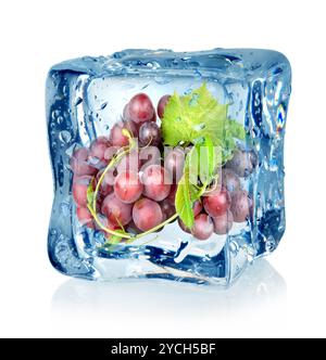 Ice cube and green grapes Stock Photo - Alamy