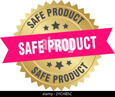 safe product round pink label isolated on transparent background. safe ...