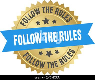 rules round blue and gold label isolated on transparent background ...