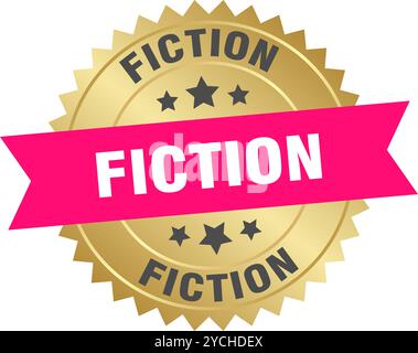 fiction round pink label isolated on transparent background. fiction ...