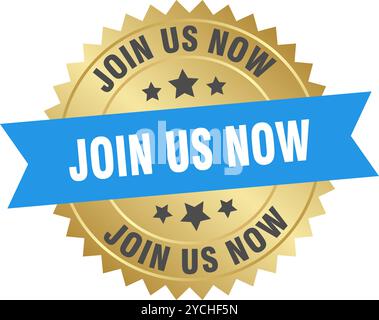 join us round blue and gold label isolated on transparent background ...