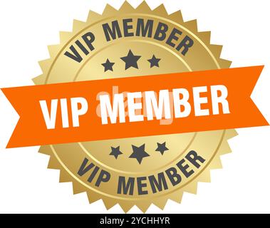 vip round orange and gold label isolated on transparent background. vip ...
