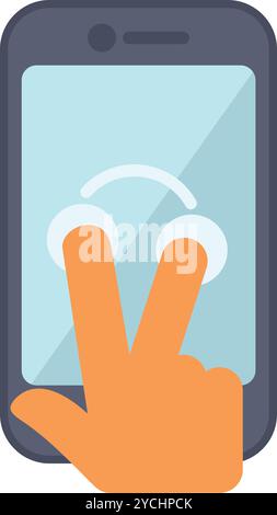 Smartphone with two fingers zooming on screen, concept of mobile phone ...