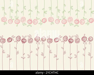 Abstract roses postcard. Floral pattern vector illustration with space ...