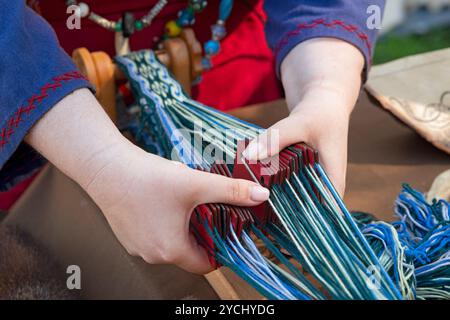 Italy, Lombardy, Historical Reenactment Celtic, Tablet Weaving Stock ...