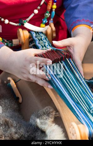 Italy, Lombardy, Historical Reenactment Celtic, Tablet Weaving Stock ...