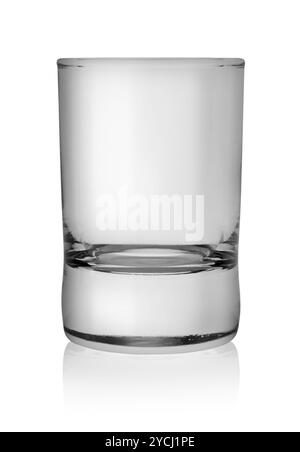 Close up of a empty vodka glass bottle isolated on white, 2 images ...