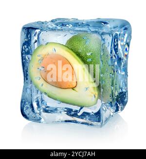 mango in ice cube, isolated on white background, clipping path, full ...