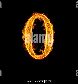 Fire alphabet number 0 zero isolated on black background Stock Photo ...