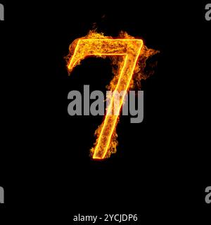 Fire alphabet number 7 seven isolated on black background Stock Photo ...