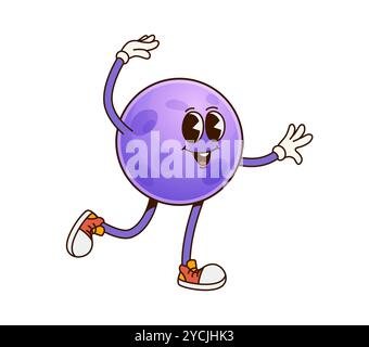 Solar system groovy planet character. Isolated cartoon vector cool ...
