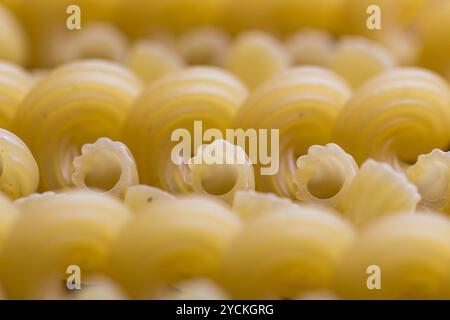 Ribbed dry yellow macaroni with periodic line Stock Photo - Alamy