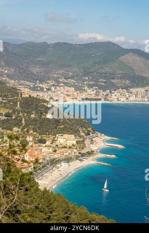 Aerial view of Noli town on the Ligurian Sea, Italy Stock Photo - Alamy
