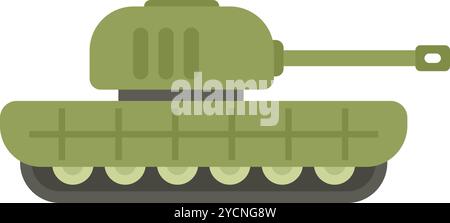 Heavy military tank pointing its cannon to the right, side view ...