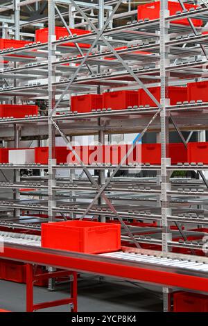 Production line with shelves in factory Stock Photo - Alamy