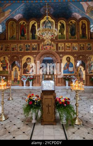 Interior Orthodox fresco and icons of the church of the Meteora ...