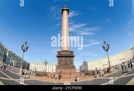 Fisheye view of Saint Petersburg. The Alexander Column at the Palace ...