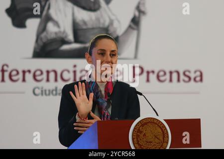 Mexico’s President Claudia Sheinbaum Pardo speaks about the increase in ...