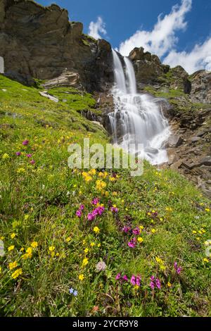 Austria, Carinthia, Nassfeld waterfall in Hohe Tauern National Park ...