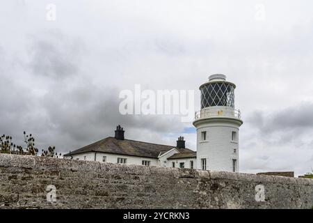 A vertical view of the St Bees Ligthouse in northern England Stock ...