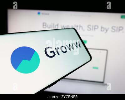 In this photo illustration, the Groww logo is seen displayed on a ...