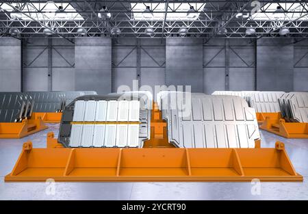 3d rendering batch of electric vehicle batteries or pallet of lithium ...