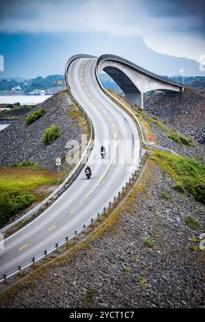 Atlantic Ocean Road Two bikers on motorcycles Stock Photo - Alamy