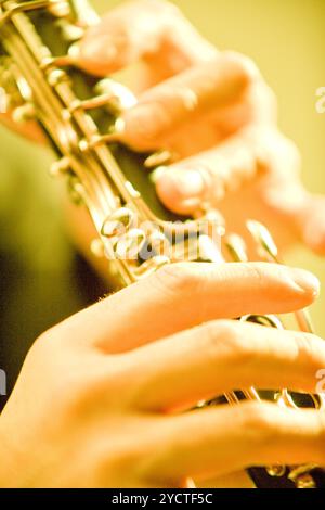 Hand playing clarinet Stock Photo - Alamy