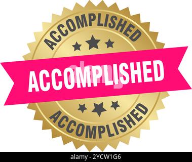 mission complete round pink and gold label isolated on transparent ...