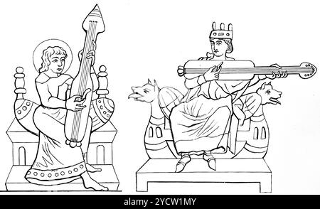 King David playing lute-like instrument ,mentioned in the Psalterium ...