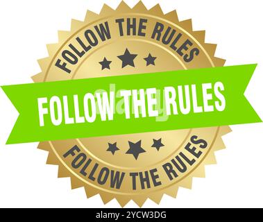 rules round green and gold label isolated on transparent background ...