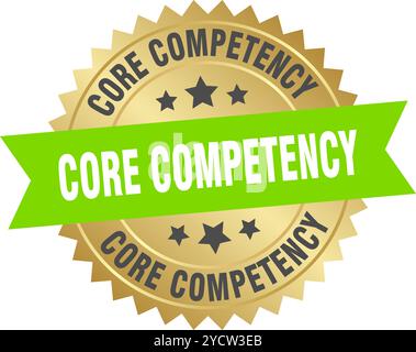 competency round green and gold label isolated on transparent ...
