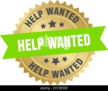 wanted round green and gold label isolated on transparent background ...