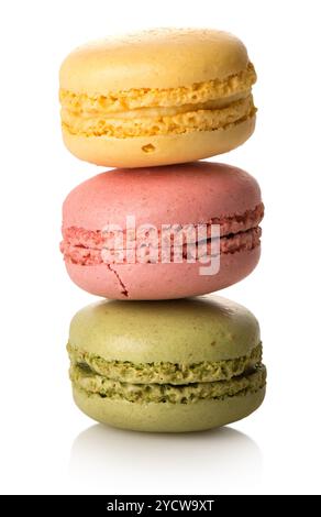 Pyramid of colorful french macarons isolated on white background Stock ...