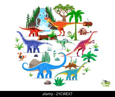 Cartoon doedicurus dinosaur character. Isolated vector ancient ...