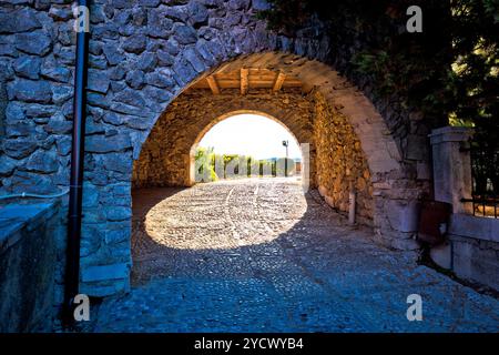 Kastav old town gate at sunset view Stock Photo - Alamy