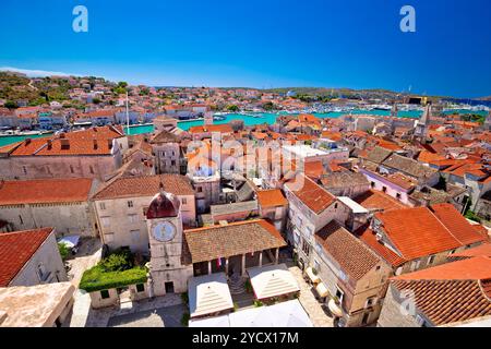 Trogir landmarks rooftops and turquoise sea view Stock Photo - Alamy