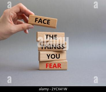 Face the Things you Fear - Businessman hand holding sign. Business ...