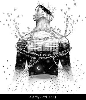 Hand drawn digital illustration or drawing of an abstract natural sea ...