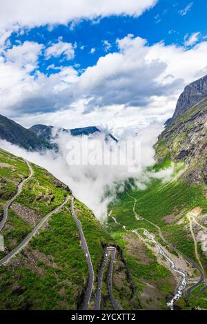 Troll's Path Trollstigen or Trollstigveien winding mountain road in ...