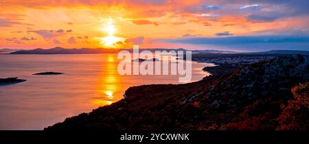 Amazing colorful sunset panorama of Pakostane archipelago Stock Photo ...