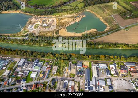 Aerial view, gravel works RMKS Rhein Main Kies und Splitt GmbH on the ...