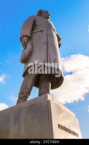 Monument to the Valerian Kuibyshev against the blue sky at the central ...