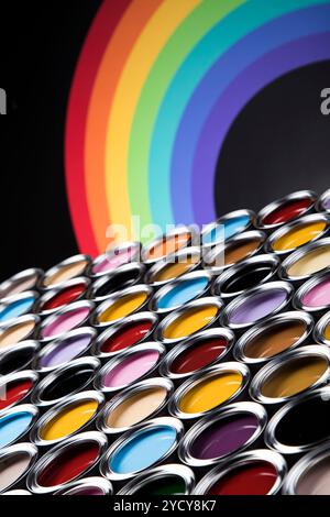 Color palette, can, Rainbow colors background Stock Photo - Alamy
