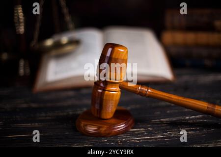 Mallet, Law, legal code and scales of justice concept and paragraph ...