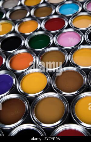 Background from multi color cans of paint Stock Photo - Alamy