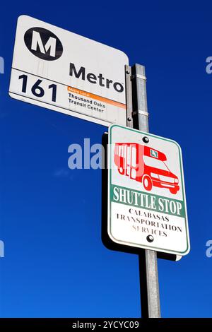 LA Metro Bus Stop sign. LA METRO is the public transport system of Los ...