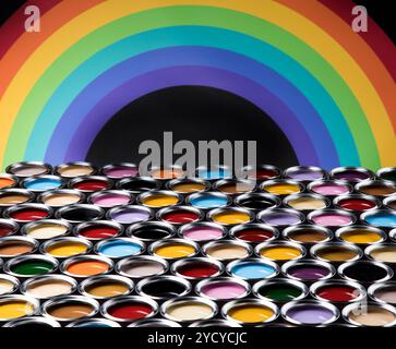Colours paint can Rainbow colors background Stock Photo - Alamy