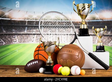 Sport, a lot of balls and stuff Stock Photo - Alamy